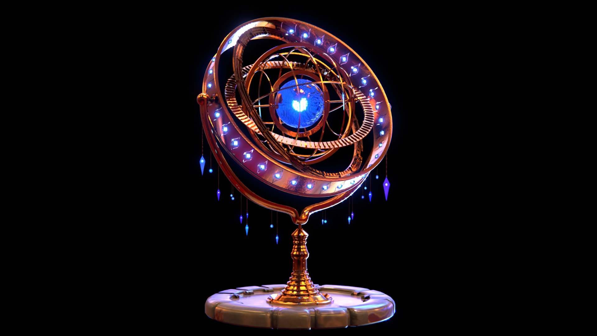 Magical Fantasy Animated Gyroscope Low-poly 3D Model 3D Model ...