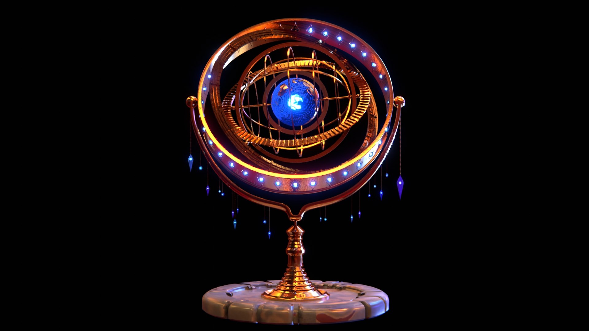 Magical Fantasy Animated Gyroscope Low-poly 3D Model 3D Model ...