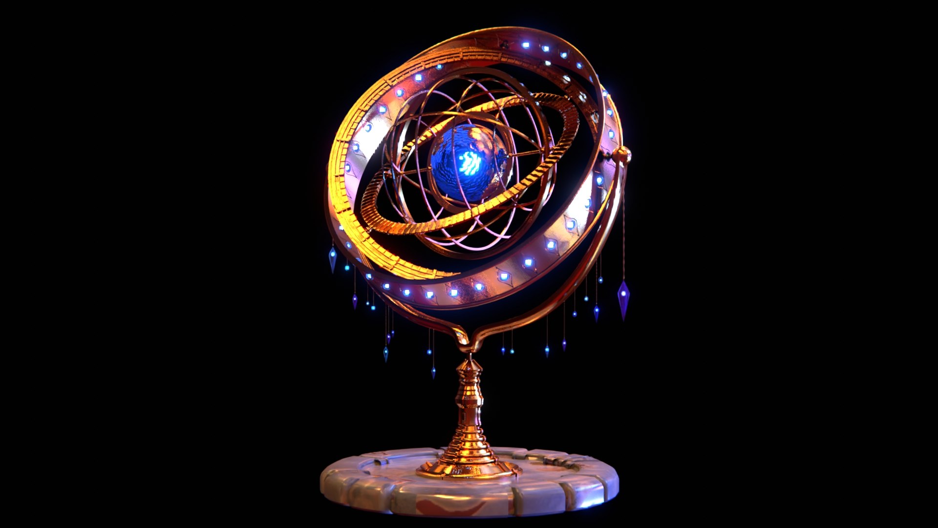 Magical Fantasy Animated Gyroscope Low-poly 3D Model 3D Model ...