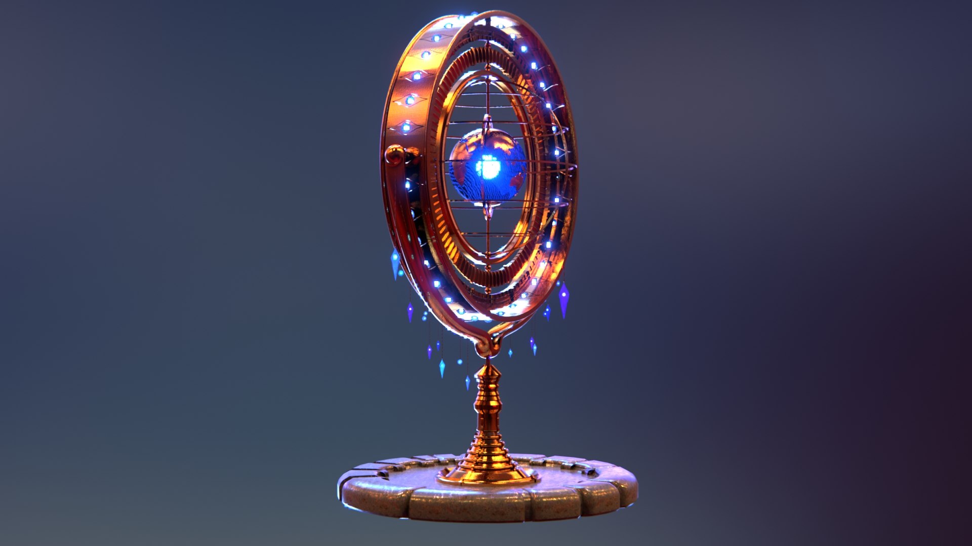 Magical Fantasy Animated Gyroscope Low-poly 3D Model 3D Model ...