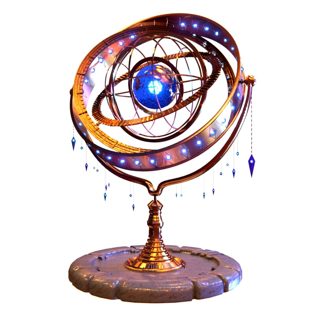 Magical Fantasy Animated Gyroscope Low-poly 3D Model 3D Model ...