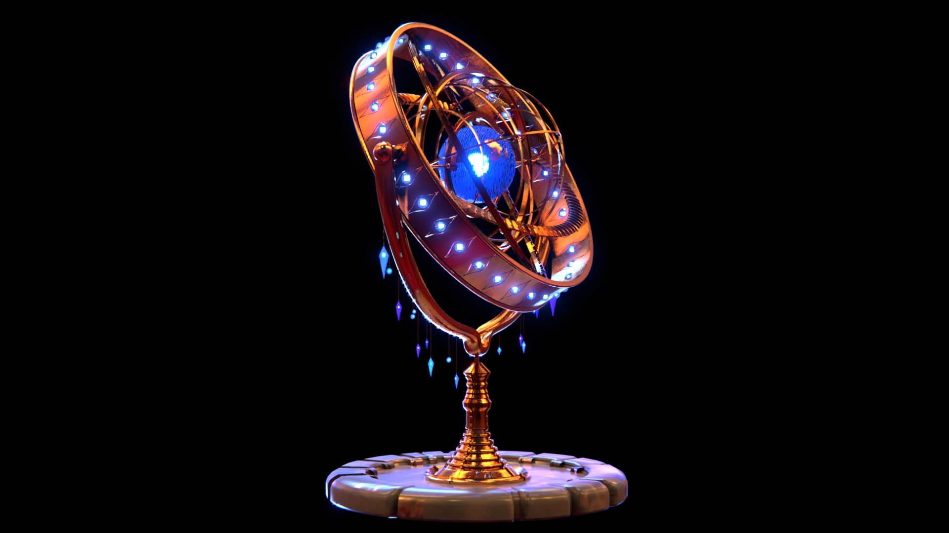 Magical Fantasy Animated Gyroscope Low-poly 3D Model 3D Model ...