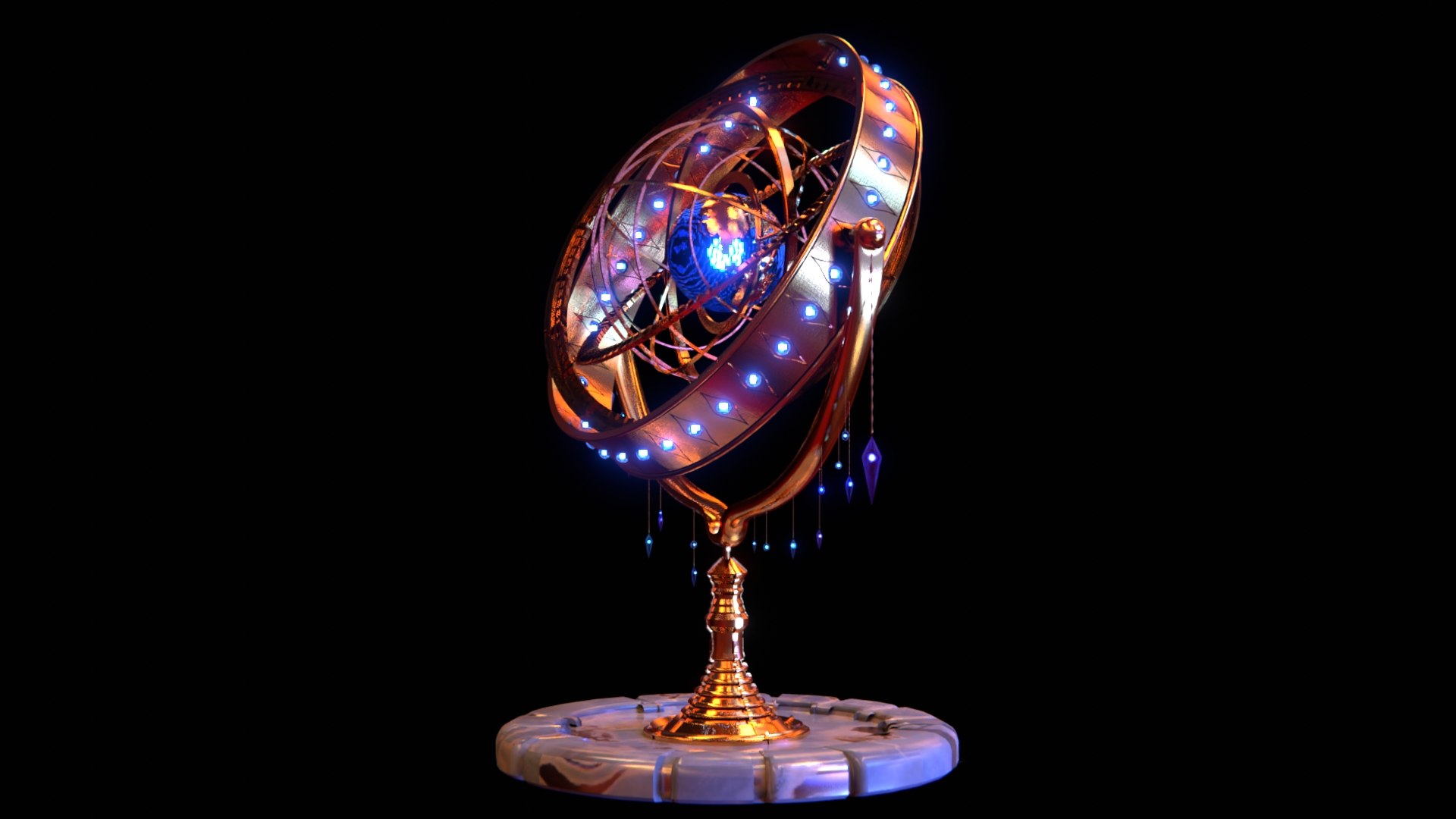 Magical Fantasy Animated Gyroscope Low-poly 3D Model 3D Model ...