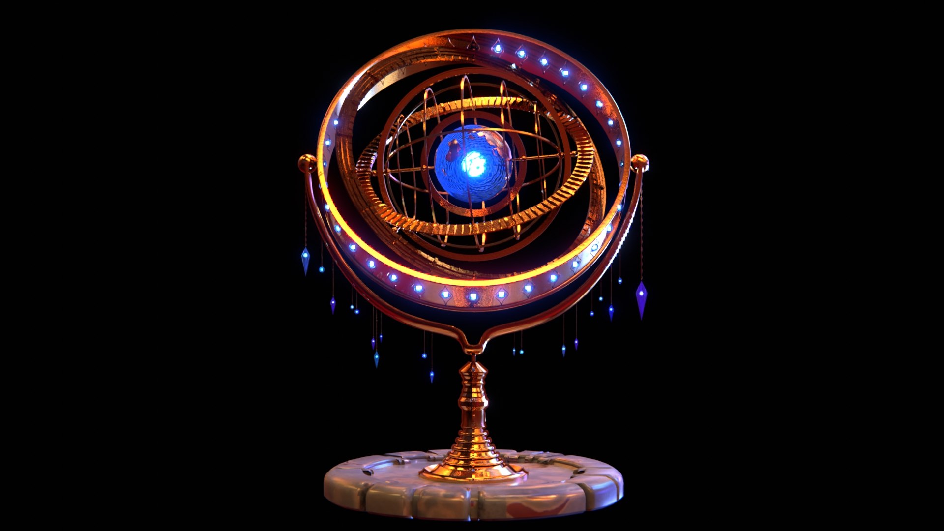 Magical Fantasy Animated Gyroscope Low-poly 3D Model 3D Model ...