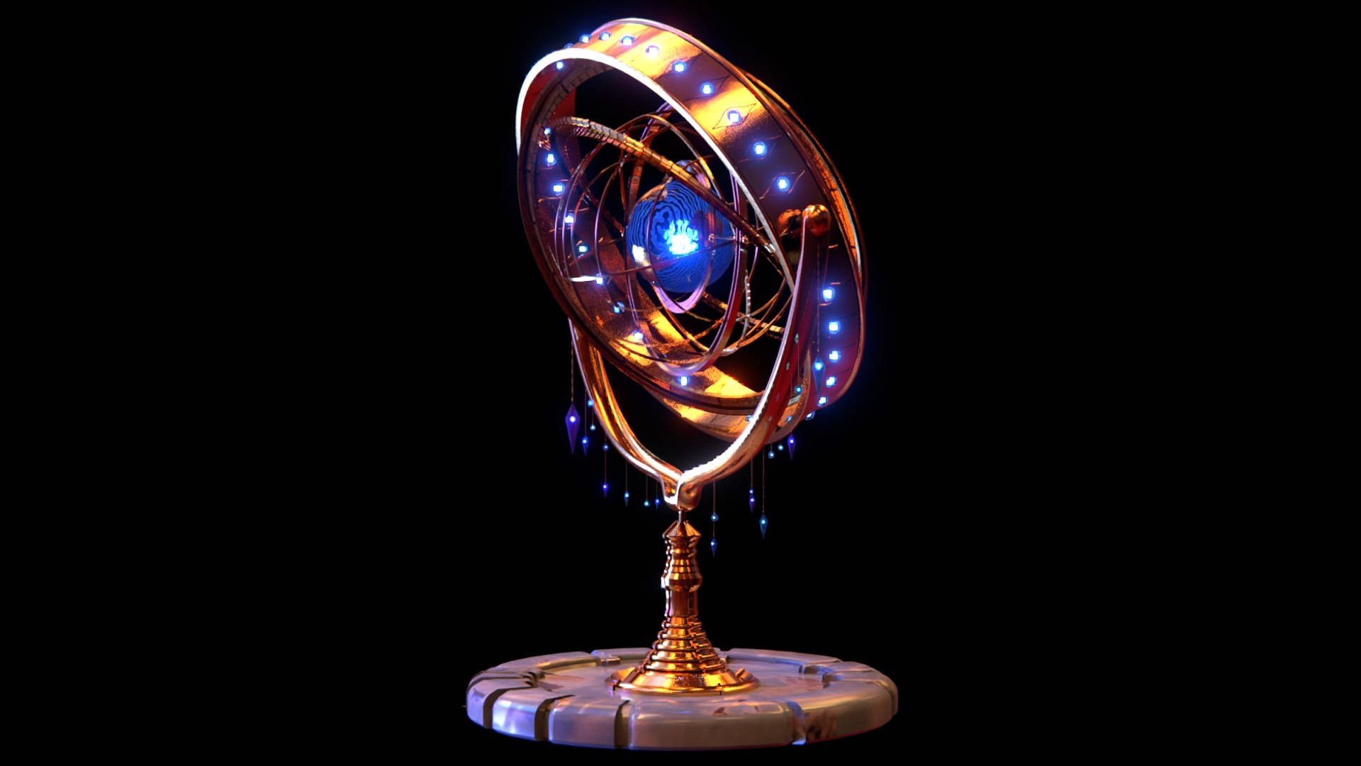 Magical Fantasy Animated Gyroscope Low-poly 3D Model 3D Model ...