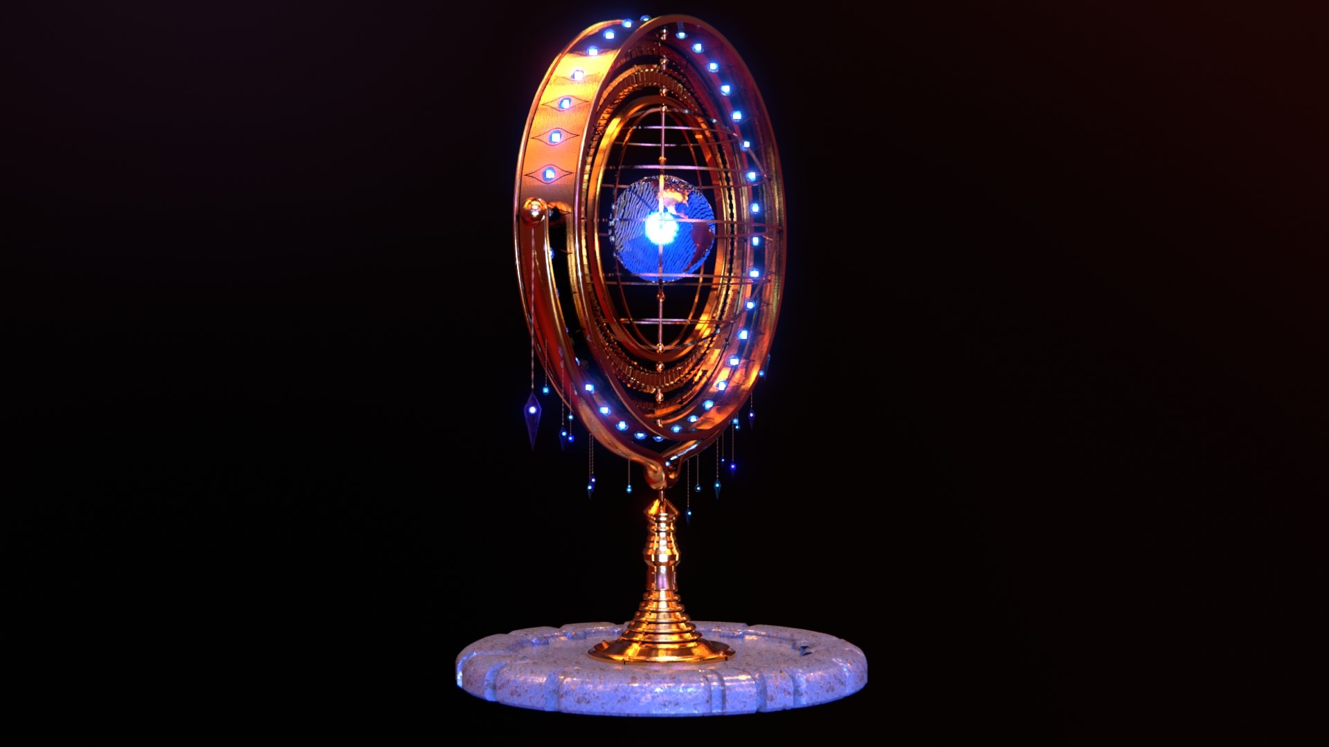 Magical Fantasy Animated Gyroscope Low-poly 3D Model 3D Model ...