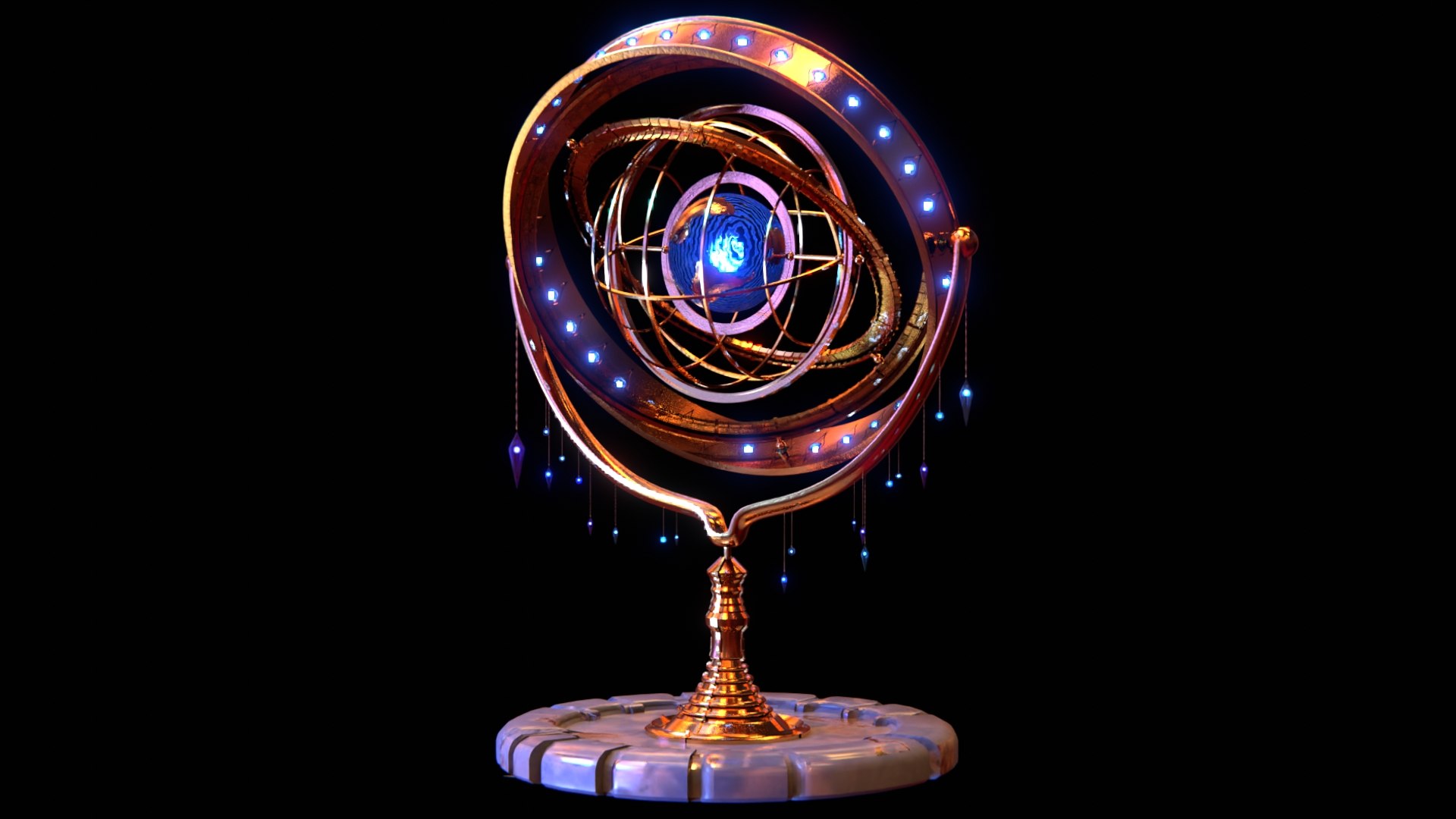Magical Fantasy Animated Gyroscope Low-poly 3D Model 3D Model ...