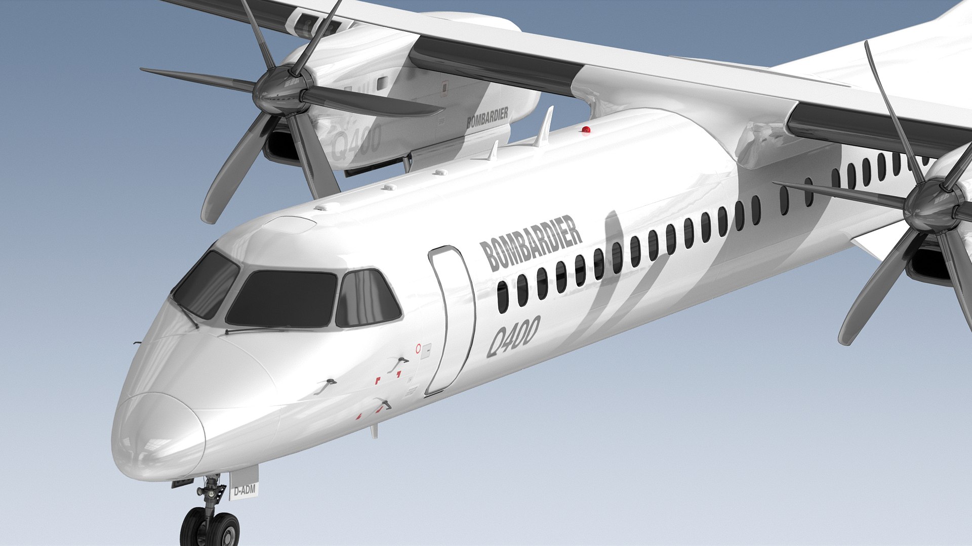Bombardier Q400 Generic White 3d Model
