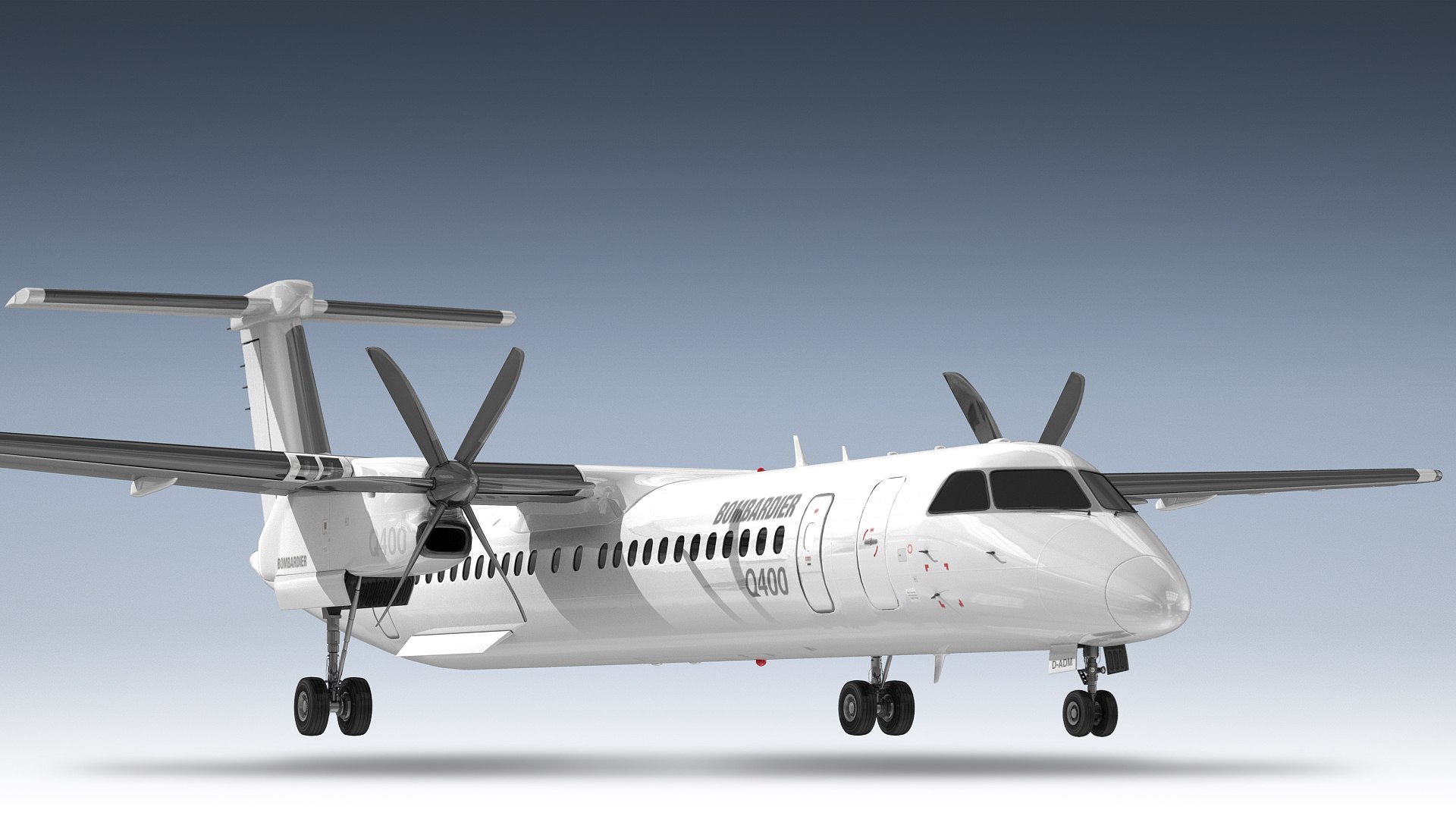 Bombardier Q400 Generic White 3d Model