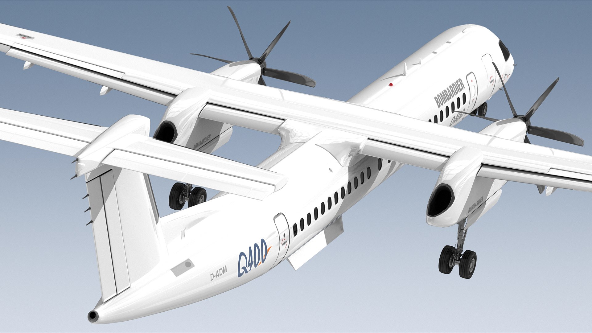 Bombardier Q400 Generic White 3d Model