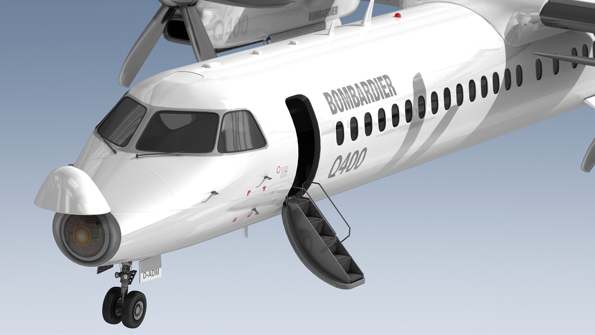 Bombardier Q400 Generic White 3d Model