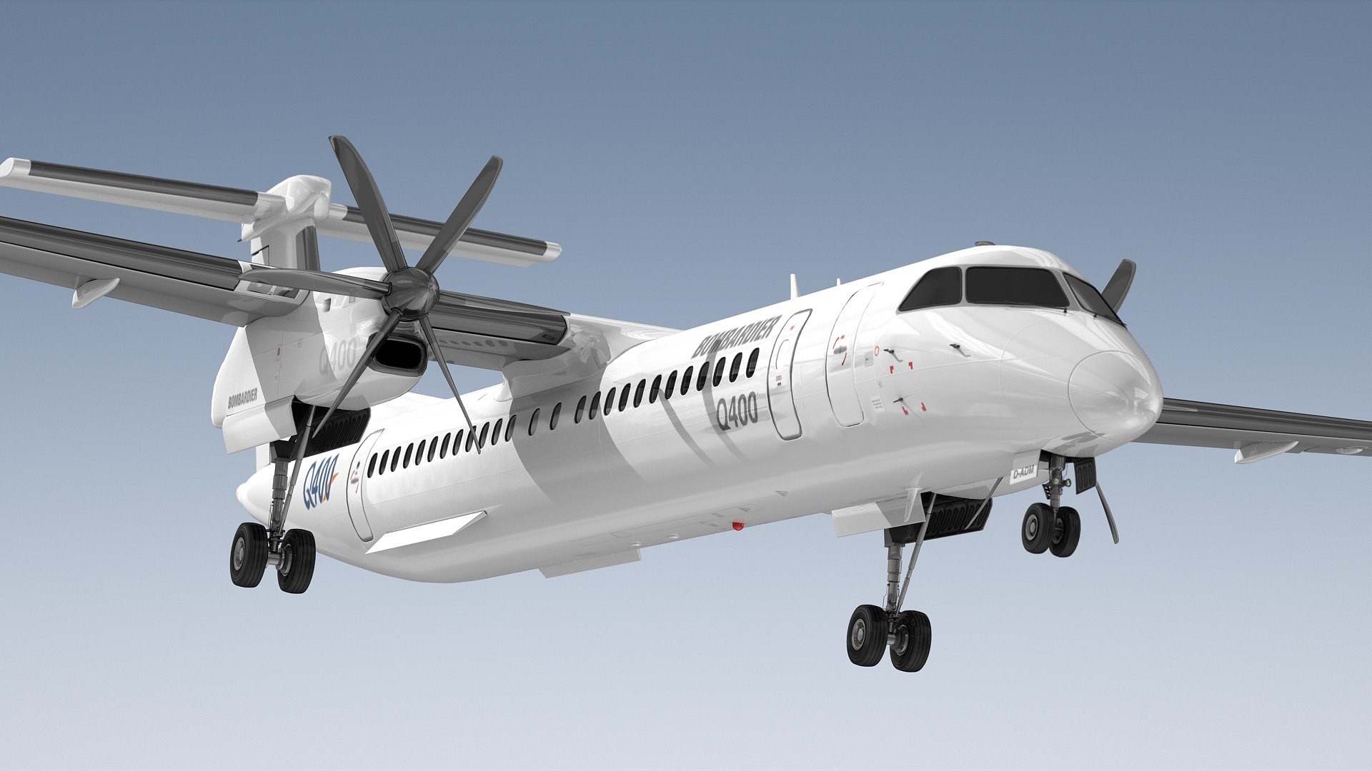 Bombardier Q400 Generic White 3d Model