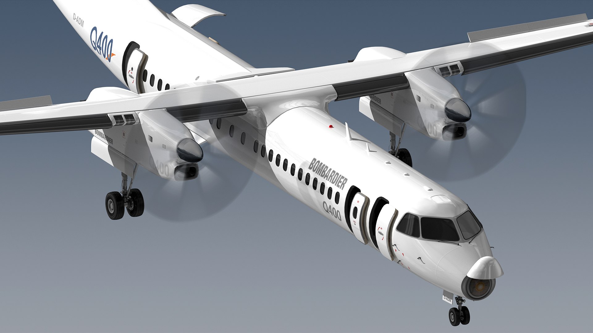Bombardier Q400 Generic White 3d Model