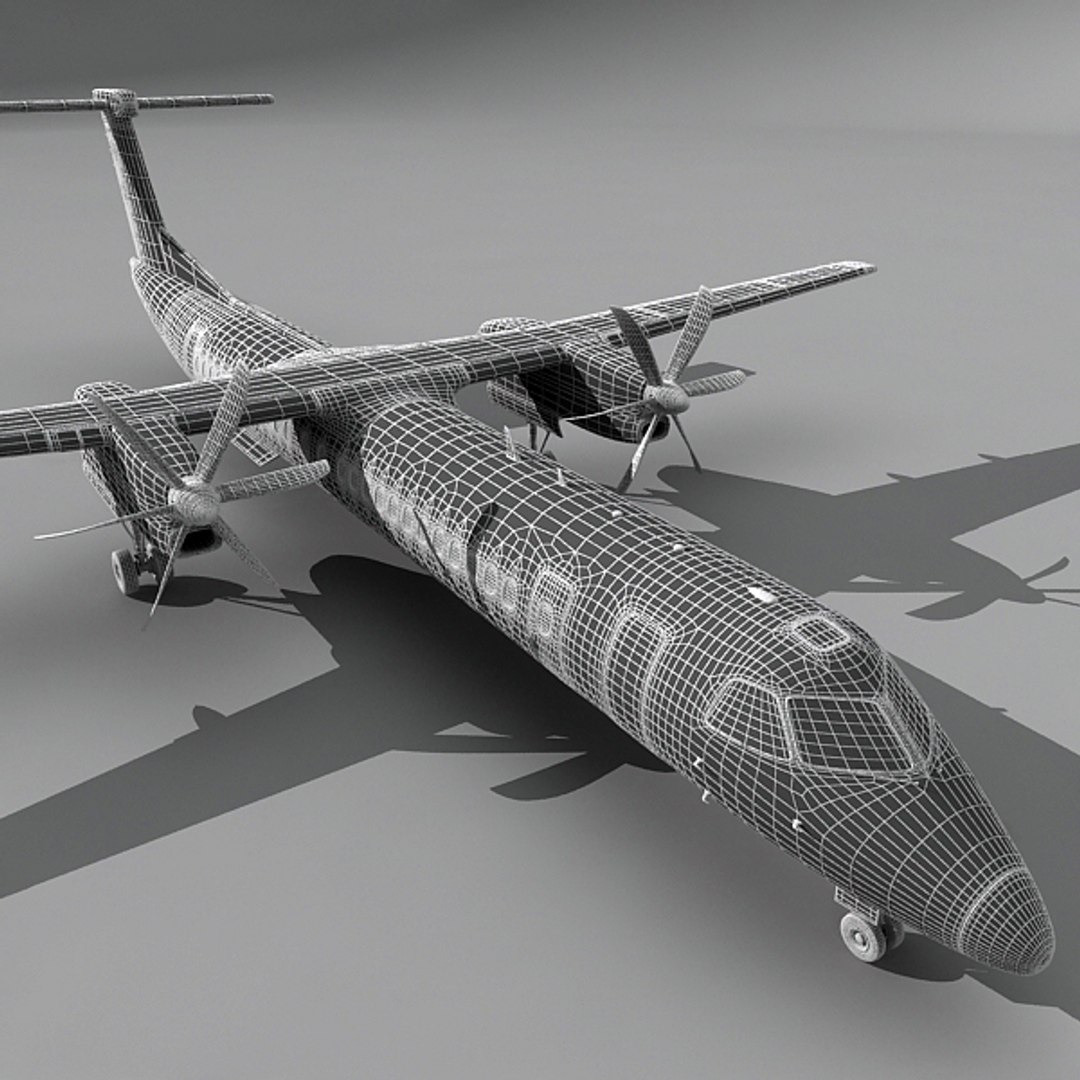 bombardier q400 generic white 3d model