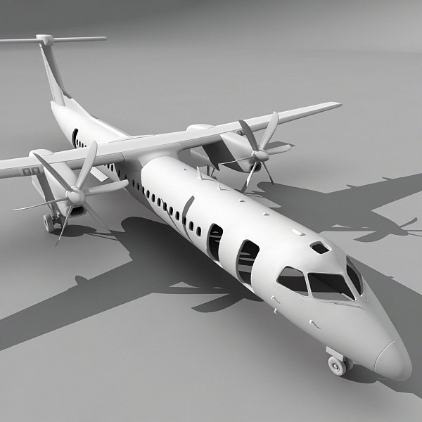bombardier q400 generic white 3d model