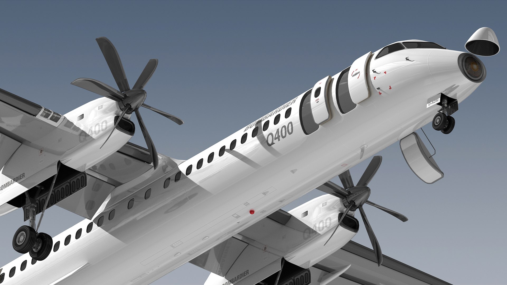 Bombardier Q400 Generic White 3d Model