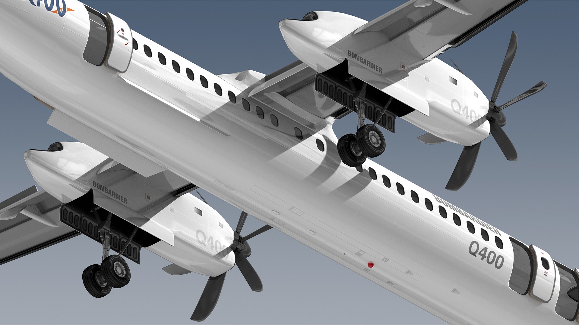 Bombardier Q400 Generic White 3d Model