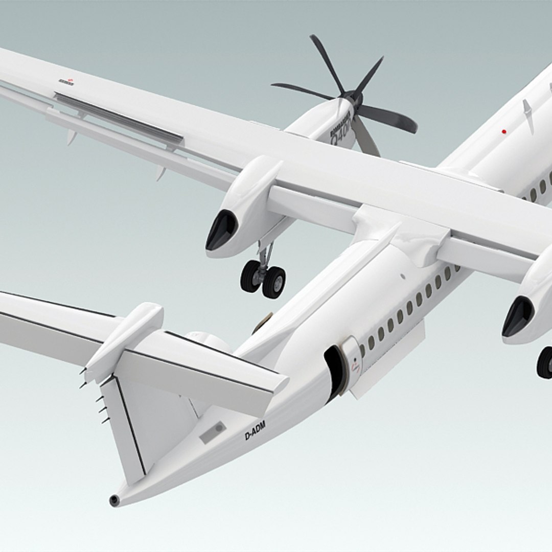 bombardier q400 generic white 3d model