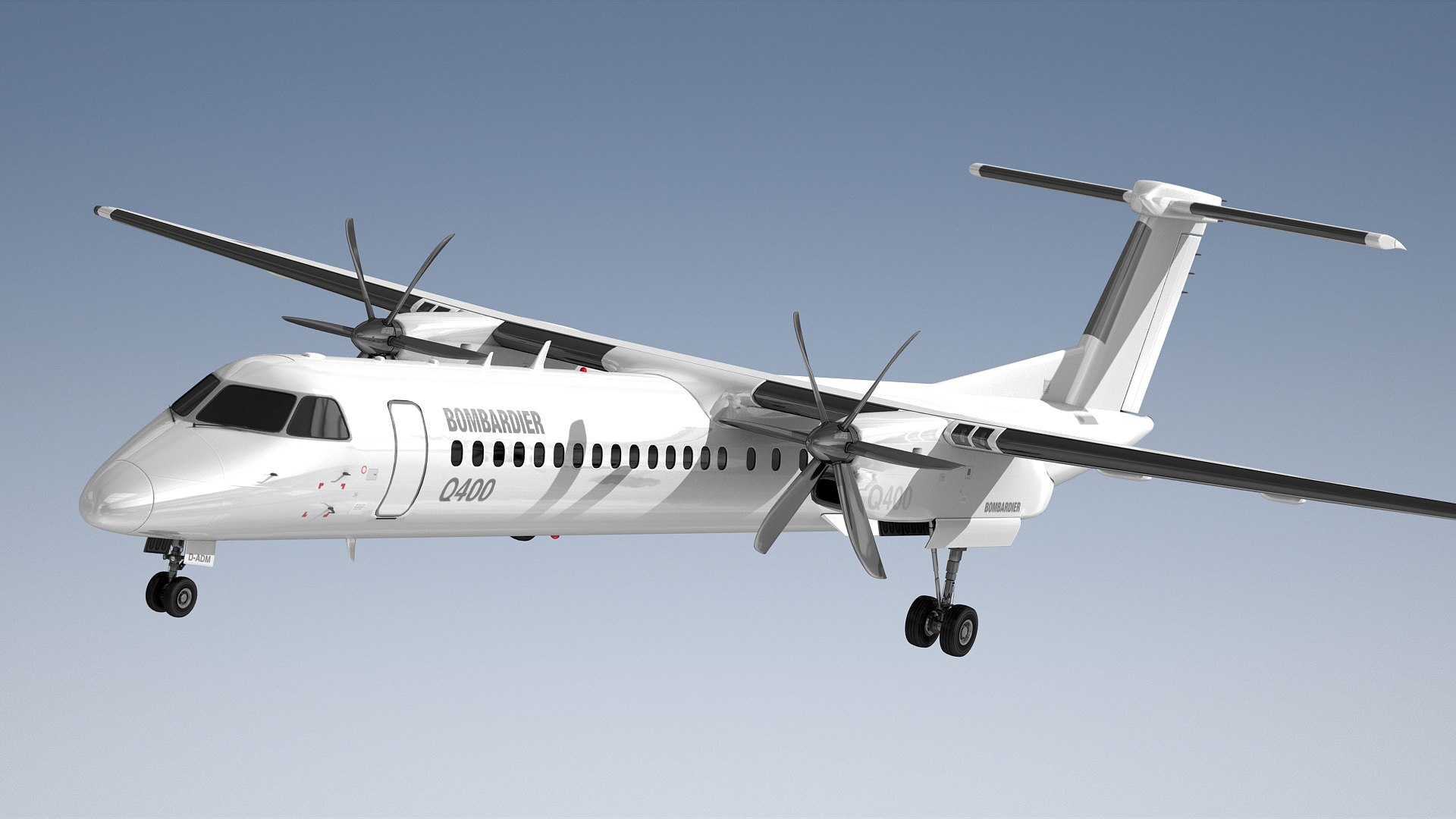 Bombardier Q400 Generic White 3d Model