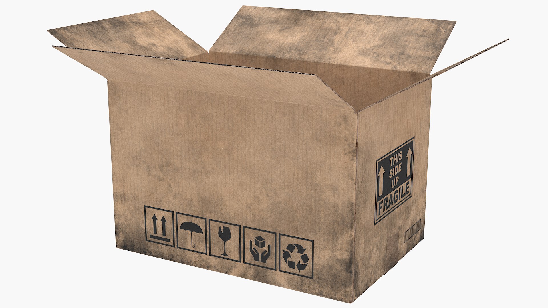 Cardboard Box 3 Worn Open Model - TurboSquid 2185501