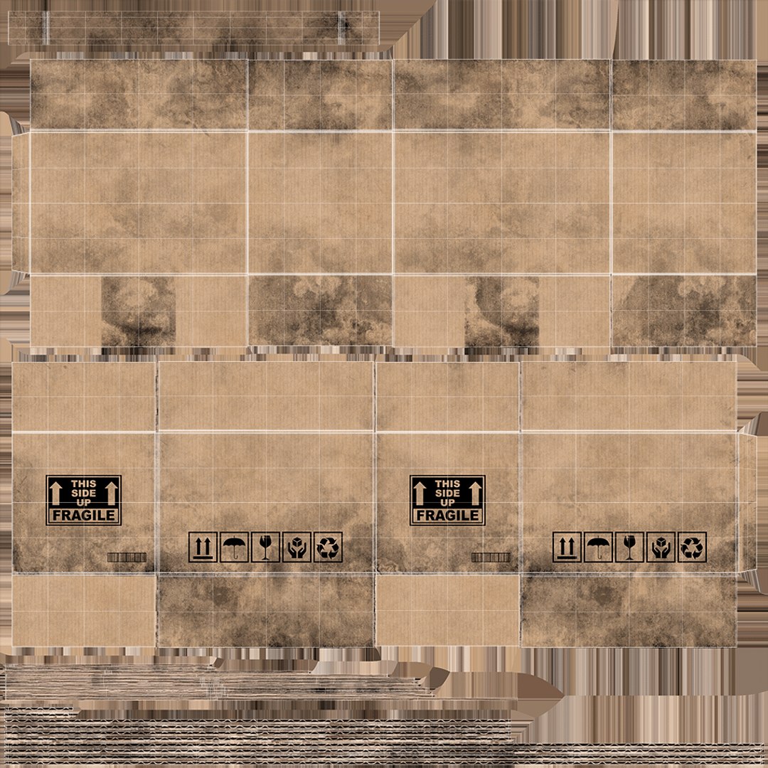 Cardboard Box 3 Worn Open Model - TurboSquid 2185501