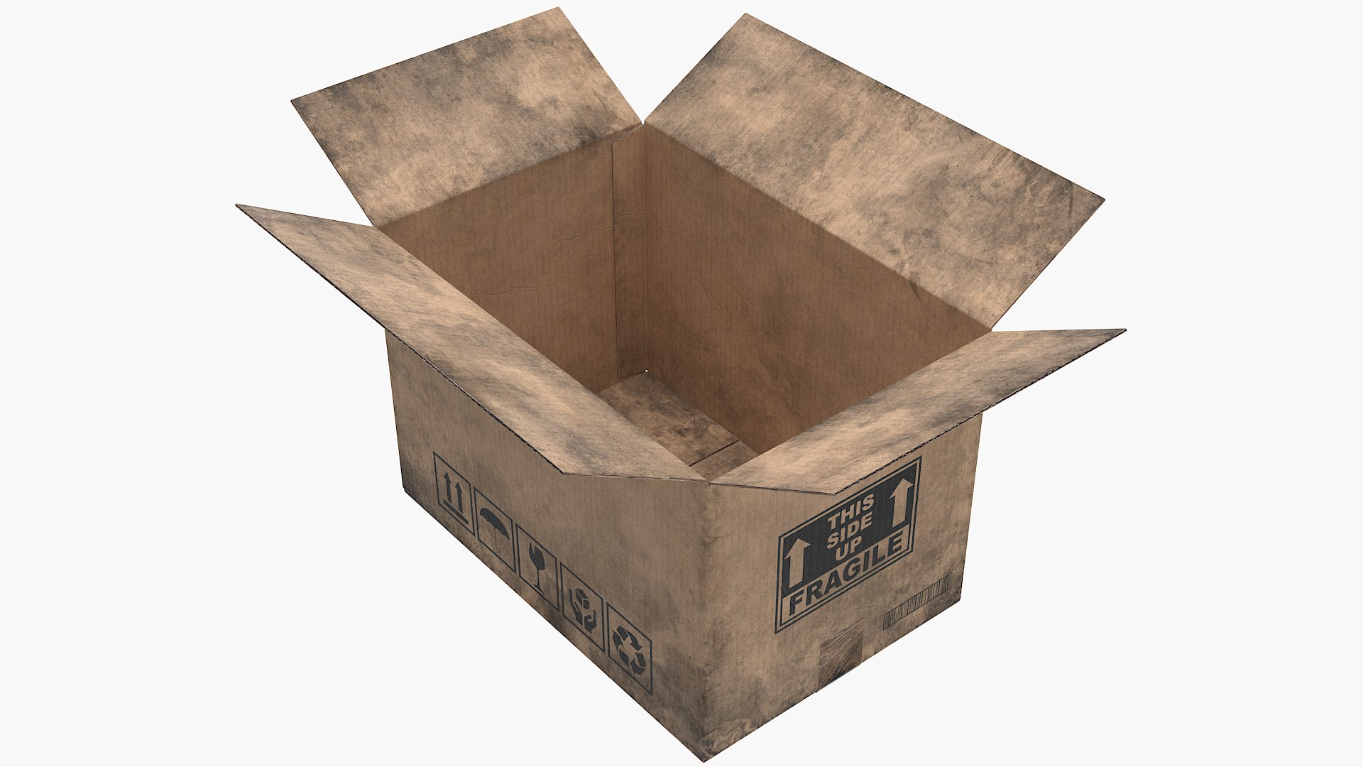 Cardboard Box 3 Worn Open Model - TurboSquid 2185501