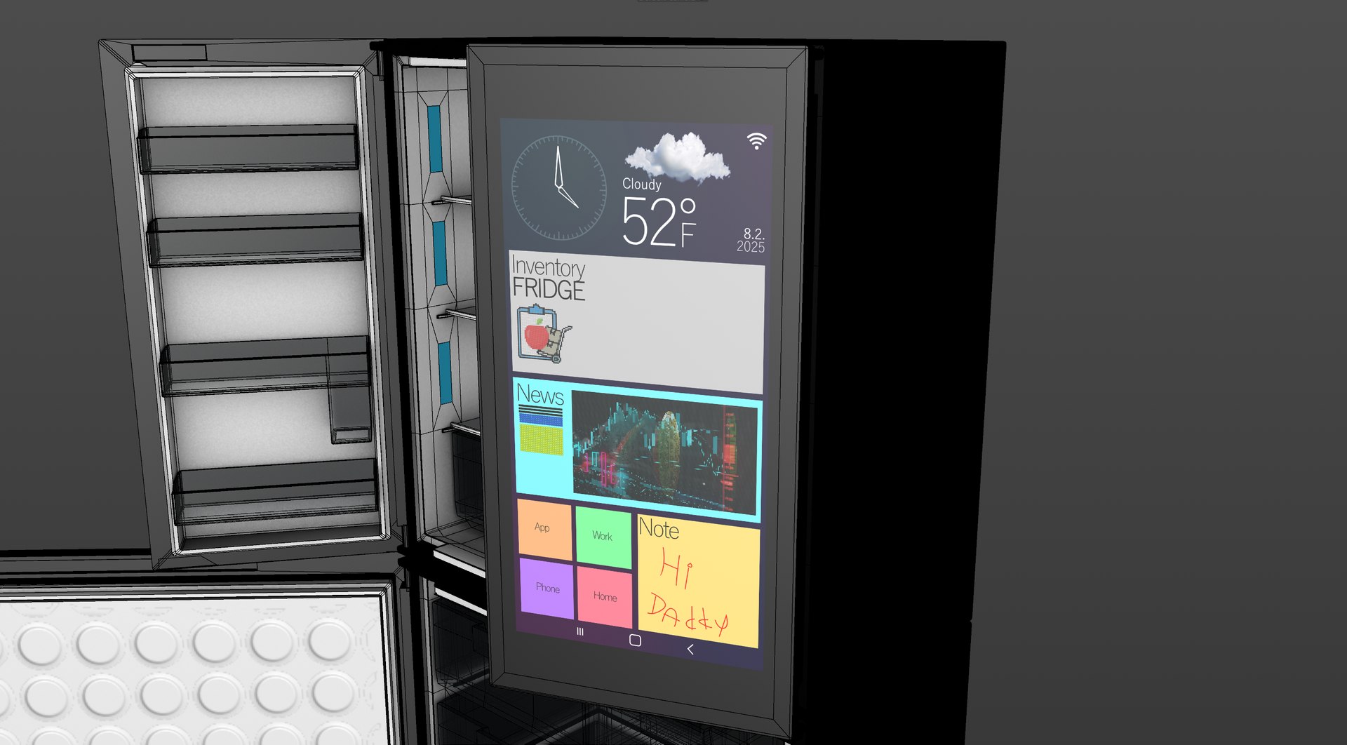 Smart Fridge With Freezer 3D Model - TurboSquid 2280496