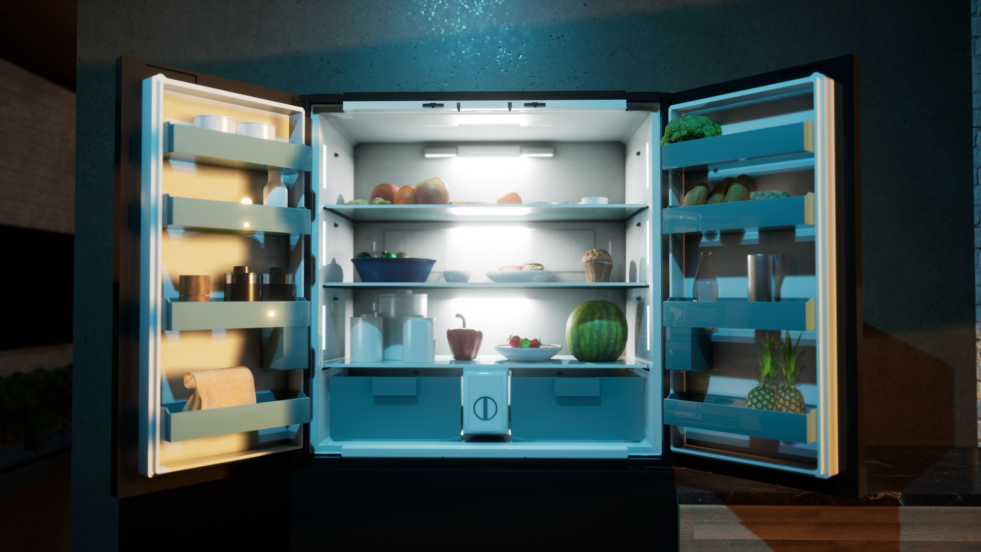 Smart Fridge With Freezer 3D Model - TurboSquid 2280496