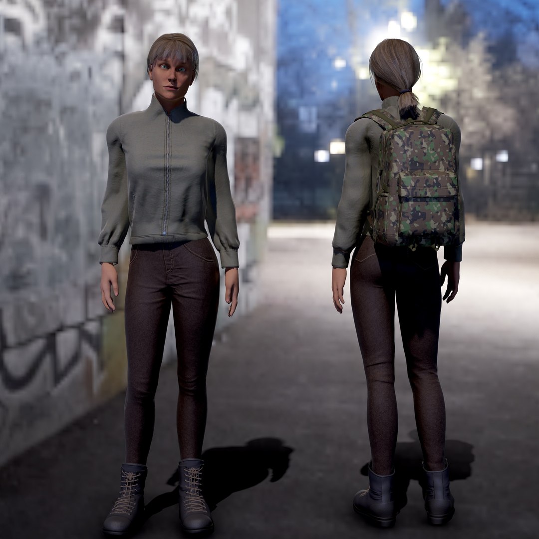 Modular Rigged Female Survivor Character Model - TurboSquid 1734602
