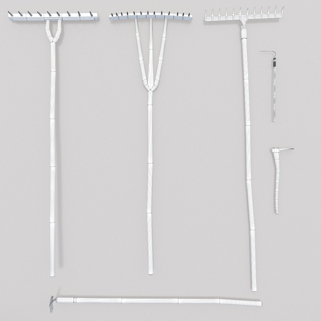 3D Pack of 6 Medieval Farm Rakes and Hoe model - TurboSquid 1723547