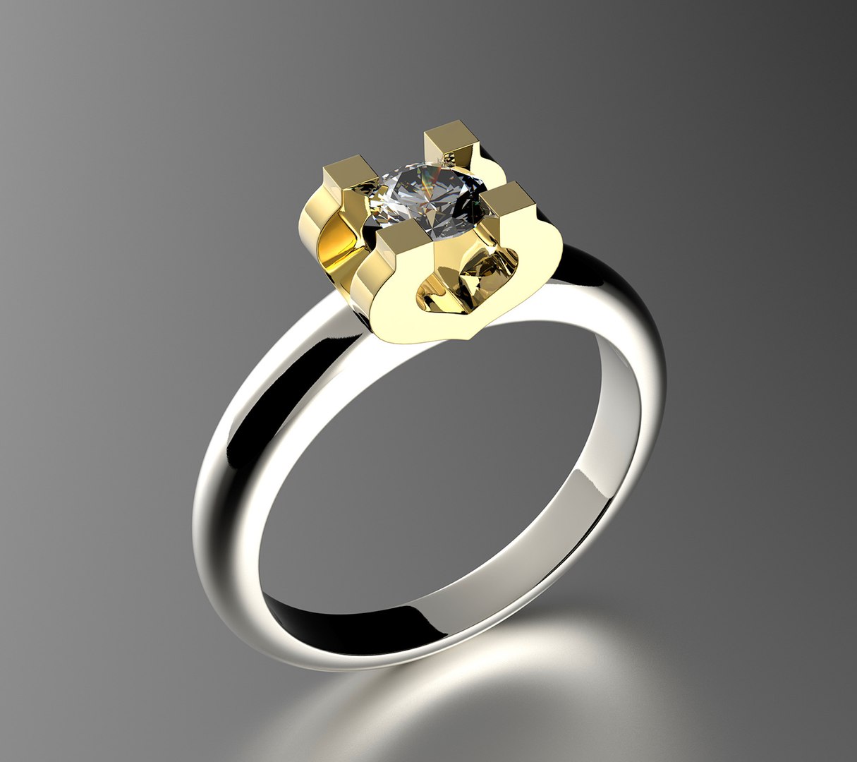 modelo 3d Gold Engagement Ring With Diamond Set of Sizes 0074 - TurboSquid 2063677