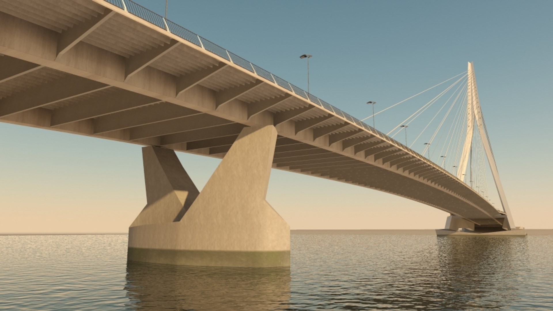 Cable-stayed bridge model - TurboSquid 1658198
