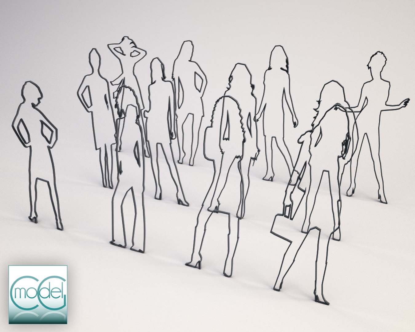 3ds max silhouette people
