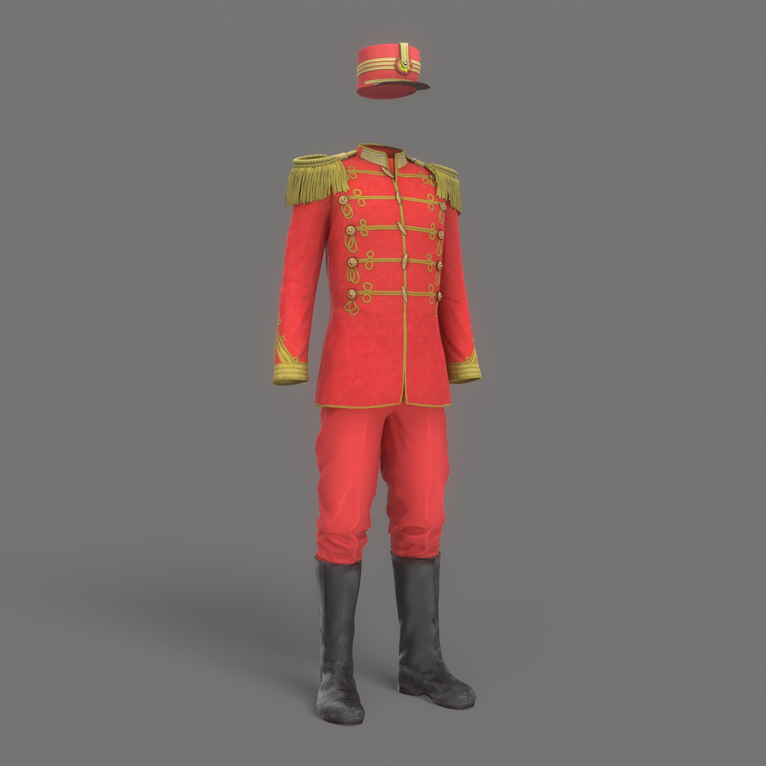 Vintage Military Uniform Red Game Ready 3D - TurboSquid 1895518