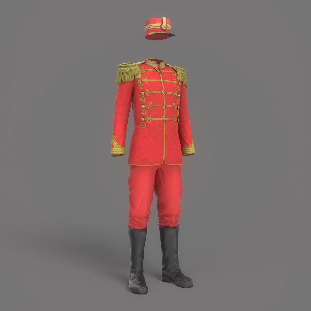 Vintage Military Uniform Red Game Ready 3D - TurboSquid 1895518