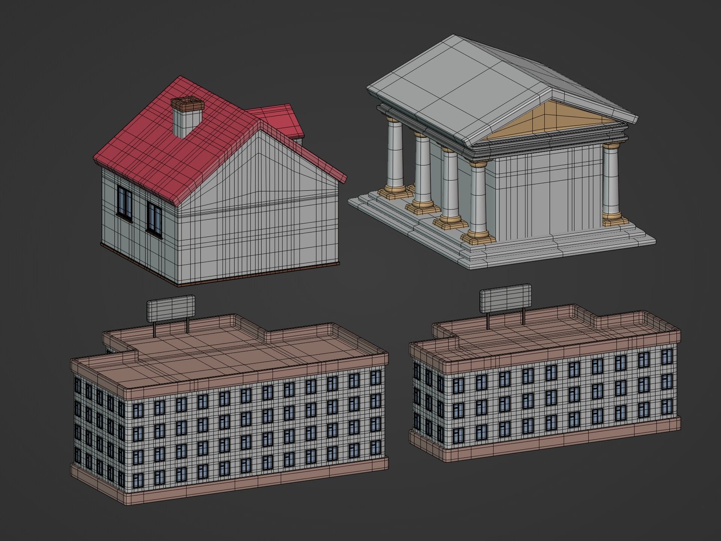 3D Buildings Pack - TurboSquid 2108489