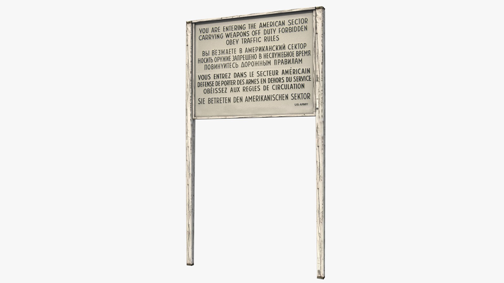 American Sector Border Sign 3D - TurboSquid 1463522