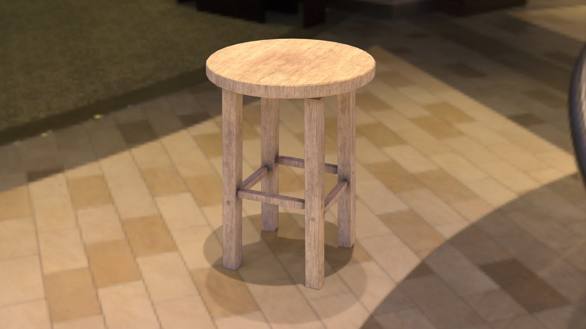 Game Ready Square Stool 3D Model - TurboSquid 1988685