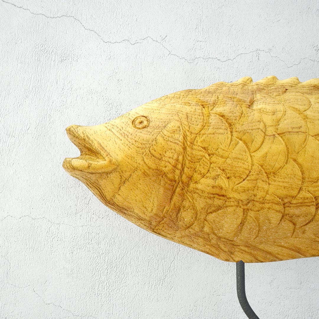 3D Carved Teak Fish with Base - TurboSquid 2129725
