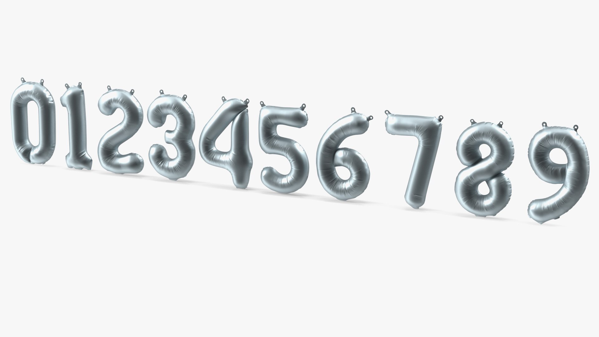 Balloon Numbers Set Silver Model - TurboSquid 1818361