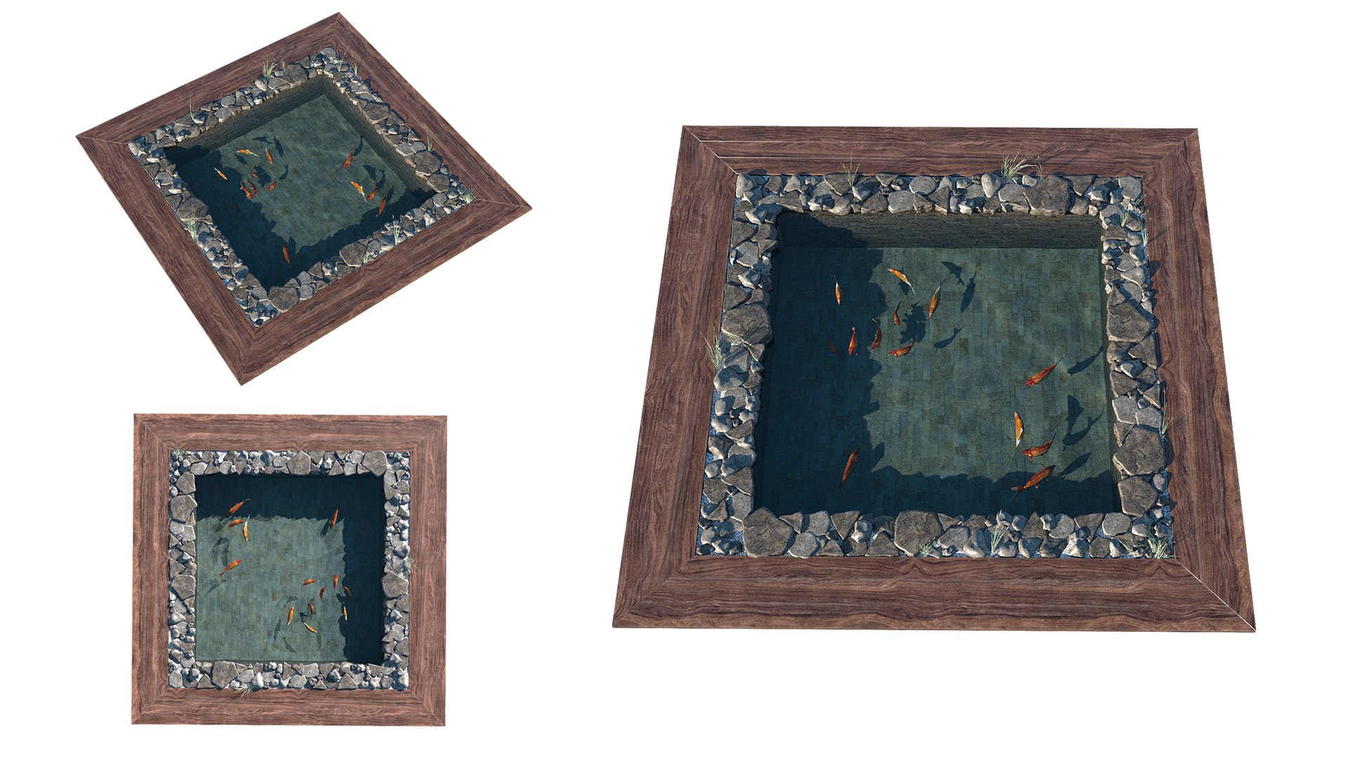 modelo 3d Estanque de jardín con peces - TurboSquid 1687636