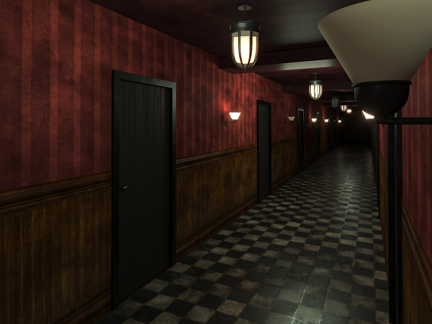 Old Dark Scary Red Corridor 10 3D - TurboSquid 2111342