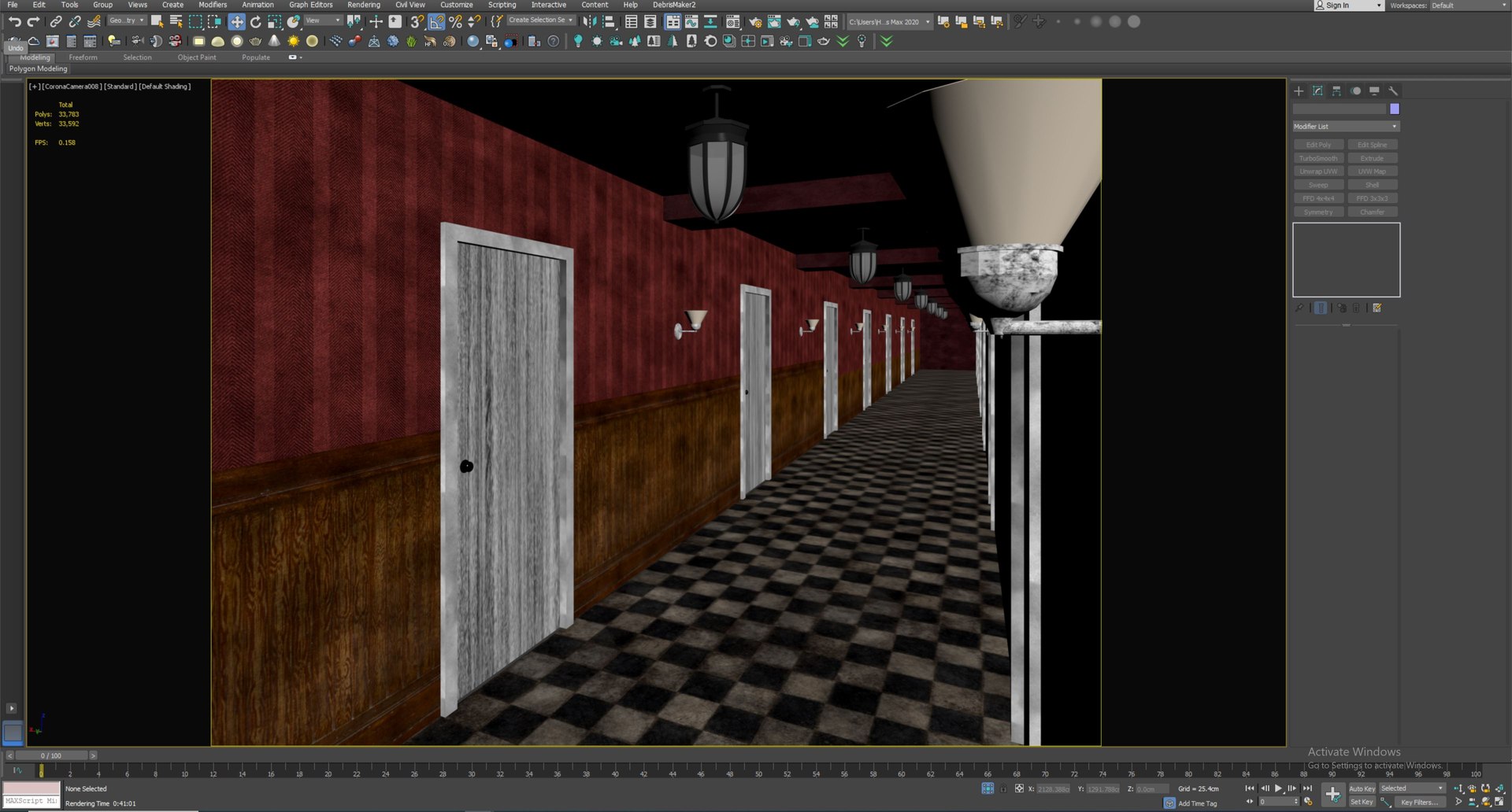 Old Dark Scary Red Corridor 10 3D - TurboSquid 2111342