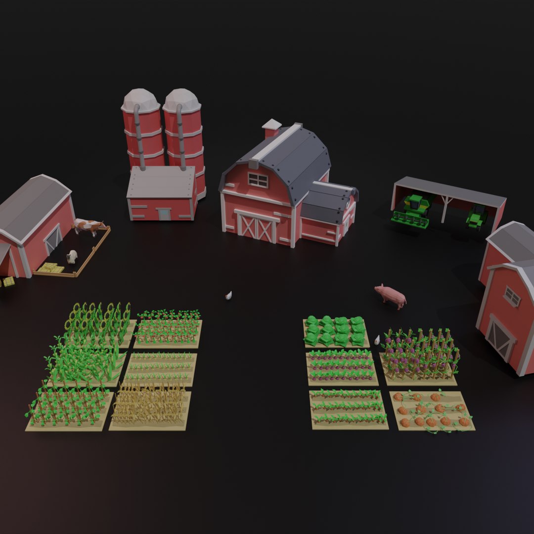 Pack Low Poly - Farm 3D Model - TurboSquid 2034145