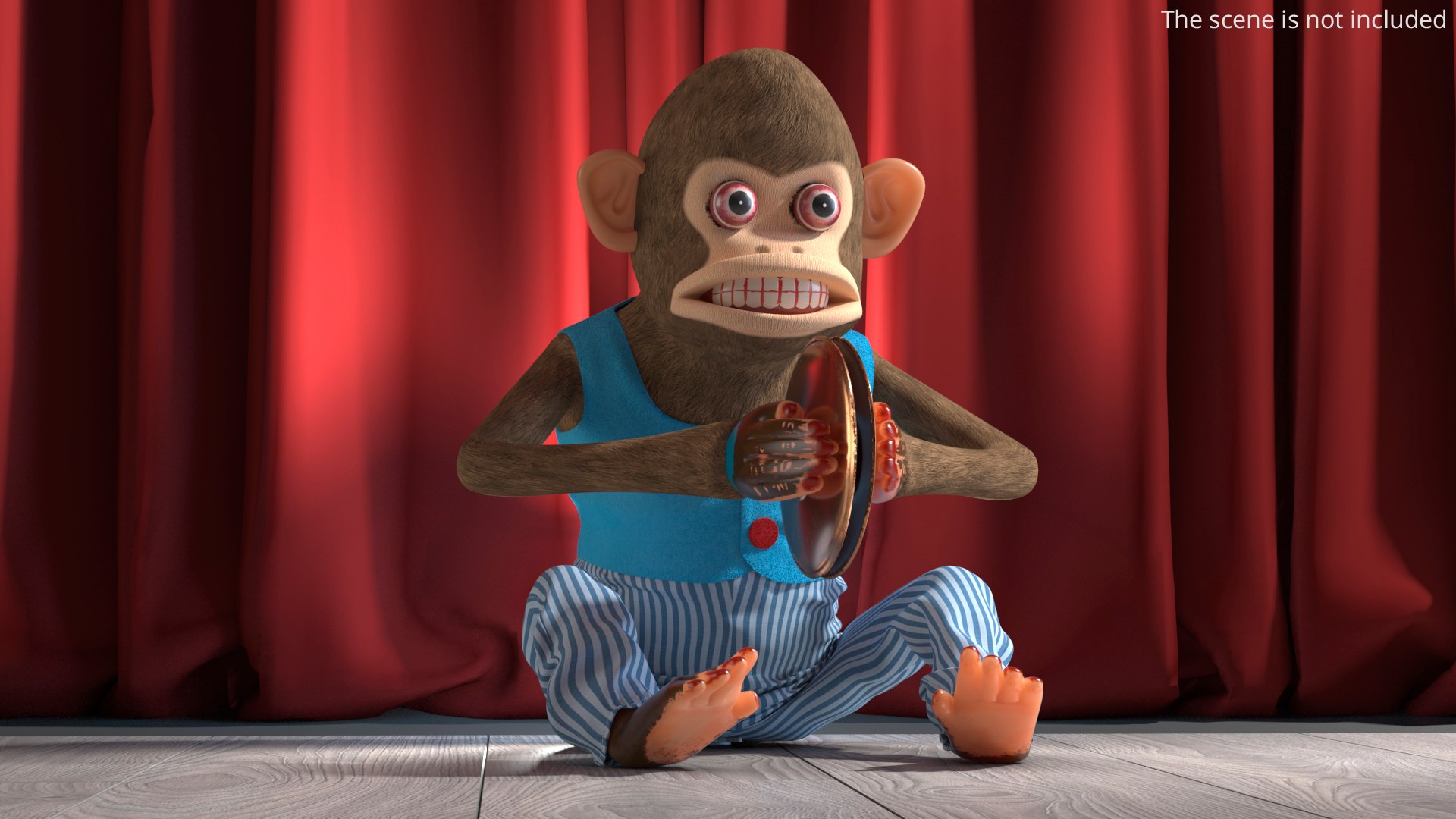 Vintage Percussion Monkey Doll In Blue Outfit Rigged For Cinema 4D 3D ...