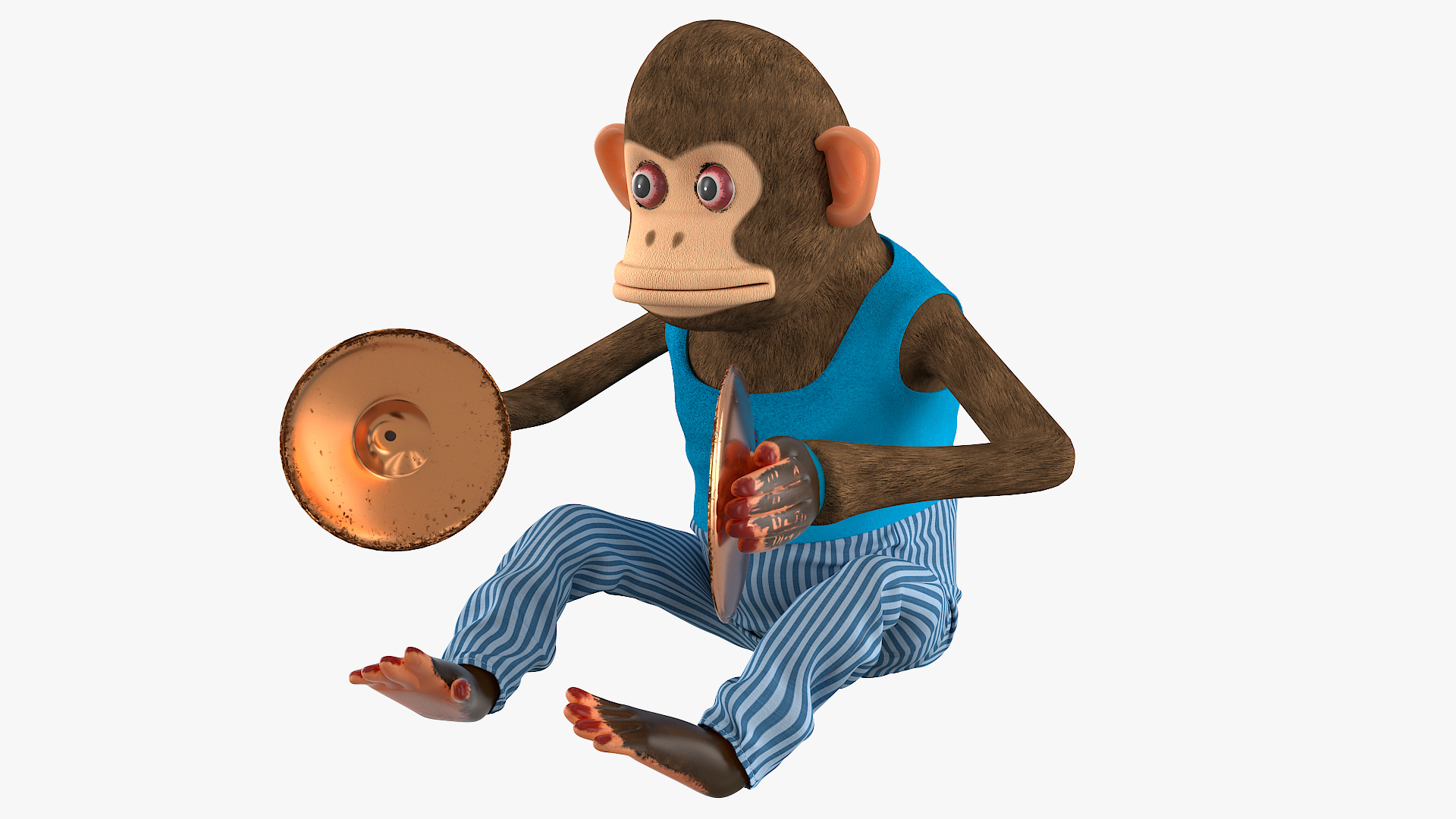 Vintage Percussion Monkey Doll In Blue Outfit Rigged For Cinema 4D 3D ...