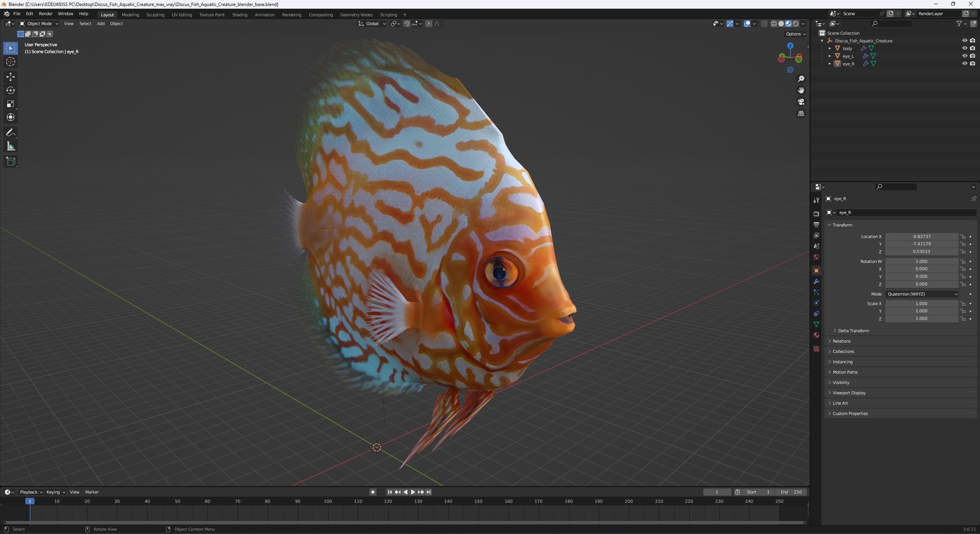 3D Discus Fish Aquatic Creature - TurboSquid 2323175