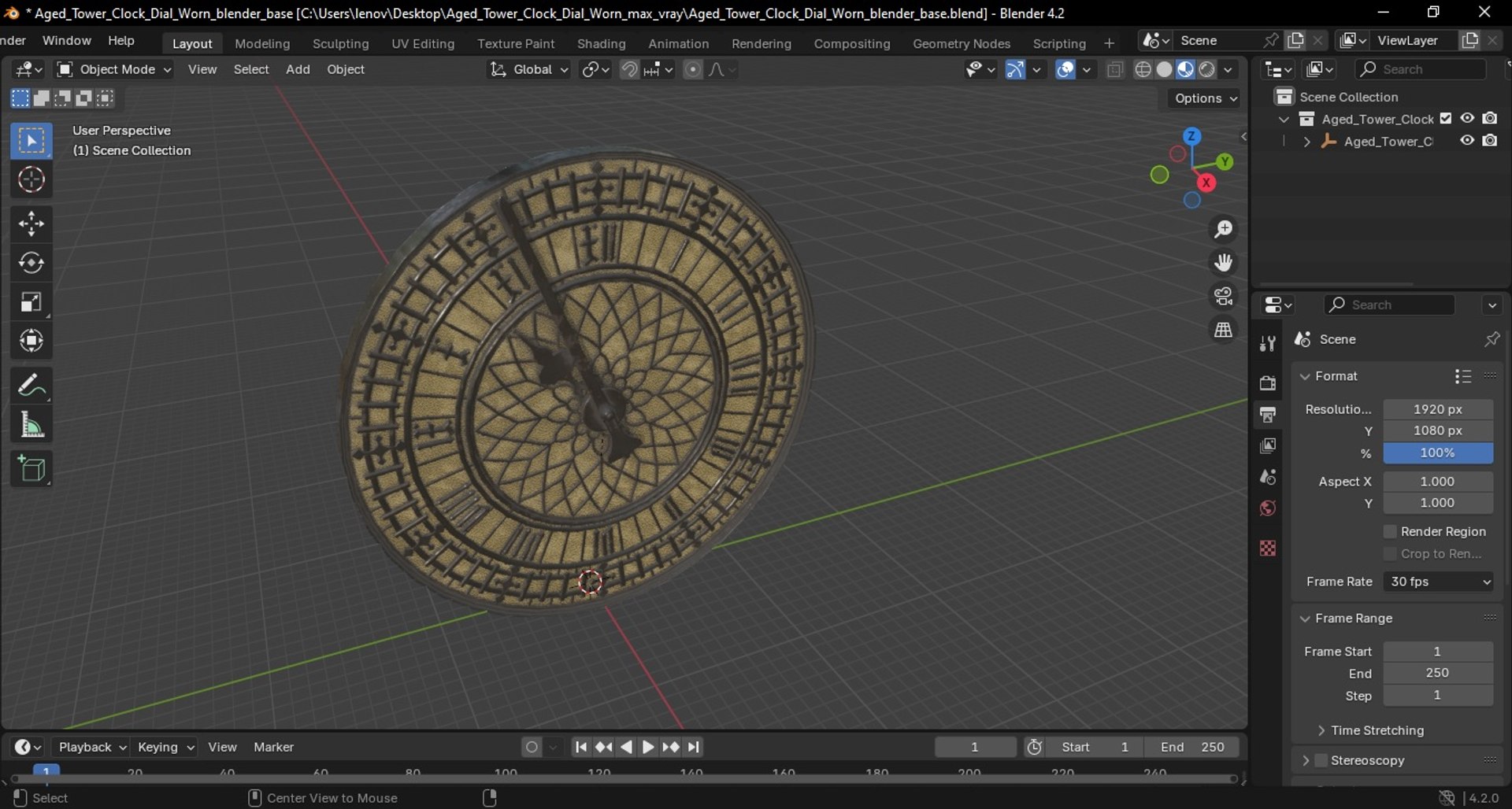 3D Aged Tower Clock Dial Worn - TurboSquid 2397173
