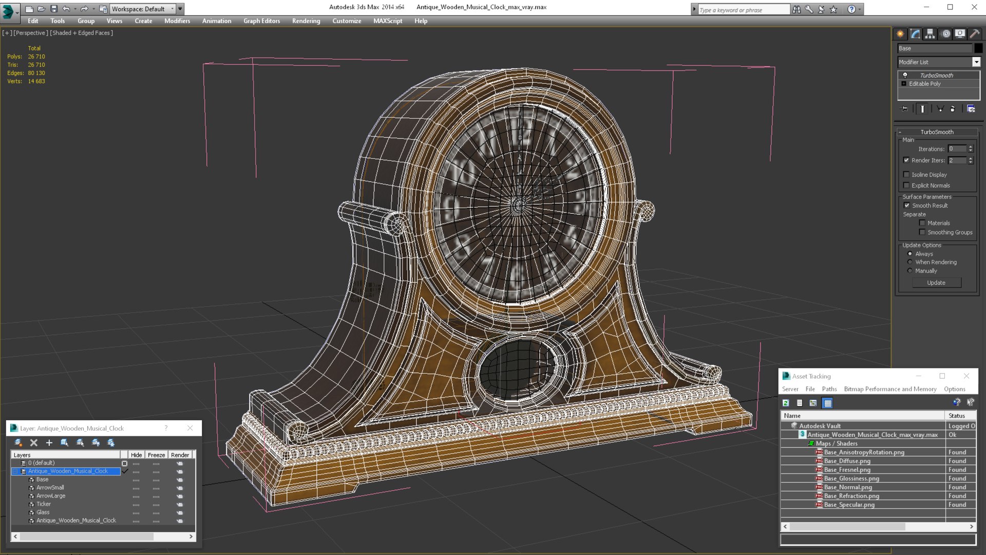 Antique Wooden Musical Clock 3D Model - TurboSquid 1808610