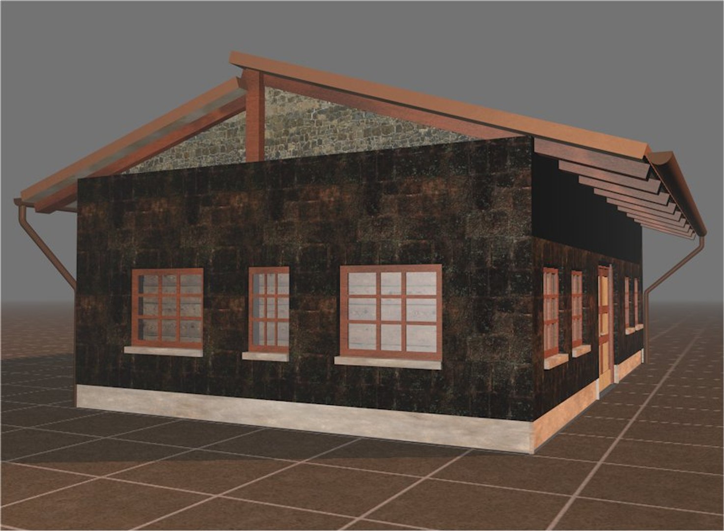 3d village house base